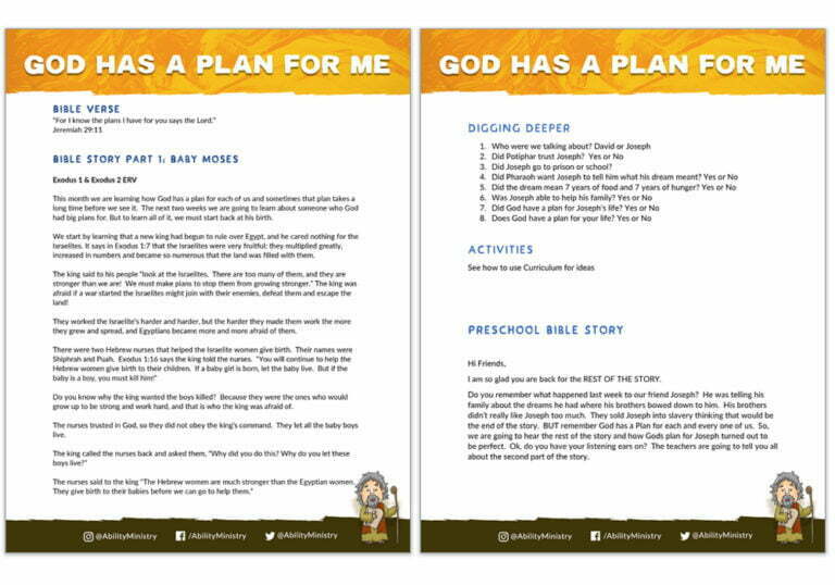 God Has A Plan For Me: Children’s Disability Ministry Curriculum ...